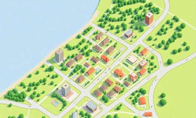 Draw a custom illustrated map or 3d isometric illustration map by ...
