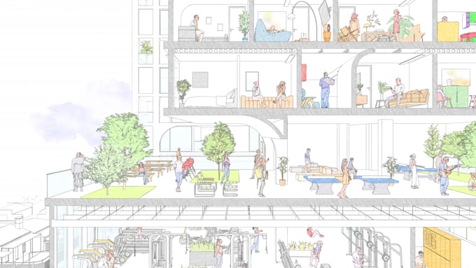 2d perspective section drawing by Makfard | Fiverr