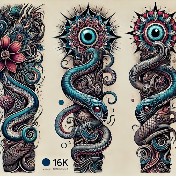 Draw amazing tattoo design, realistic sleeve tattoo design by ...