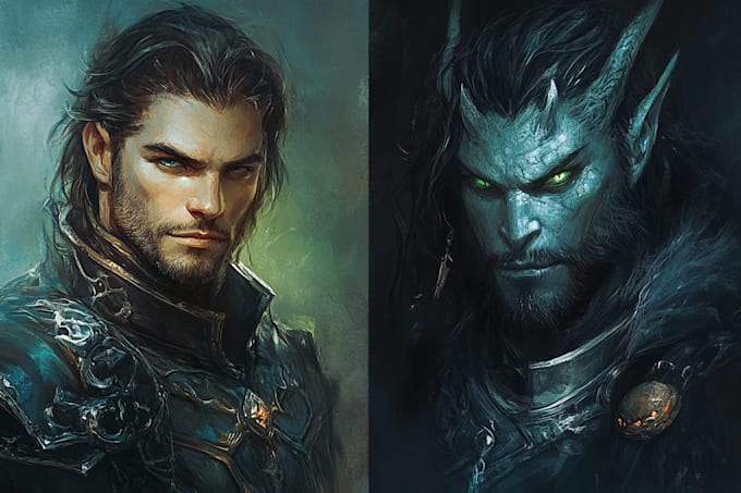 Draw detailed and realistic fantasy character illustration in digital ...
