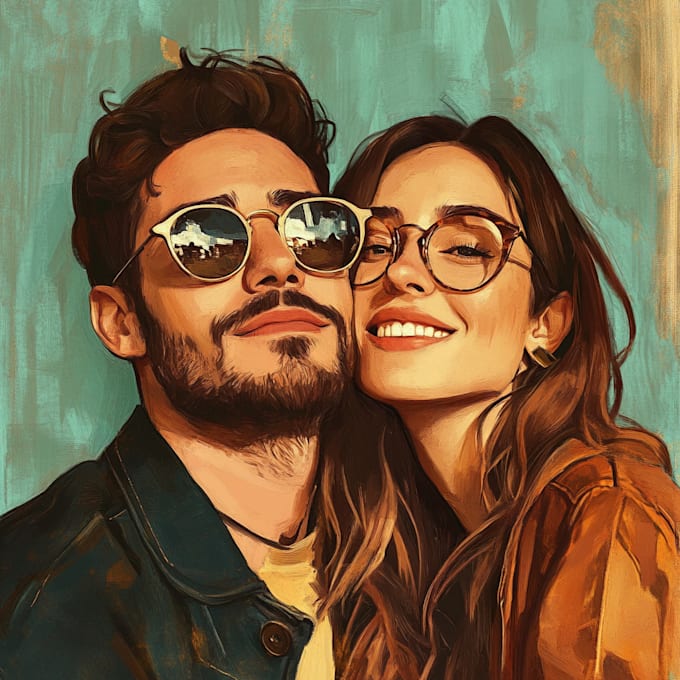 Draw couple portrait illustration from photo by Opallestat | Fiverr
