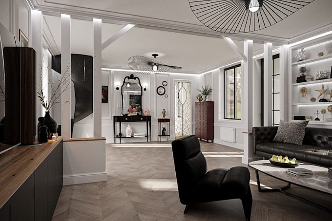 Renovate exist house to luxurious villa, model cgi livingroom ...