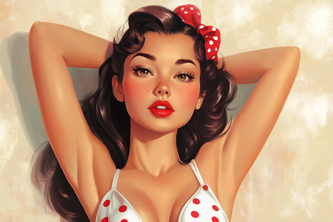 Draw pin up girl and pin up girl illustration by Marienamilton | Fiverr