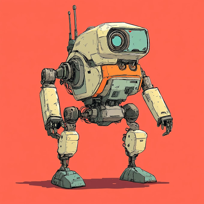 Custom futuristic mecha robot character illustration art by ...