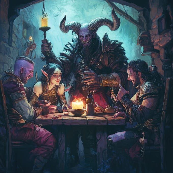 Design character fantasy illustration for dnd party by Didiuzitu | Fiverr