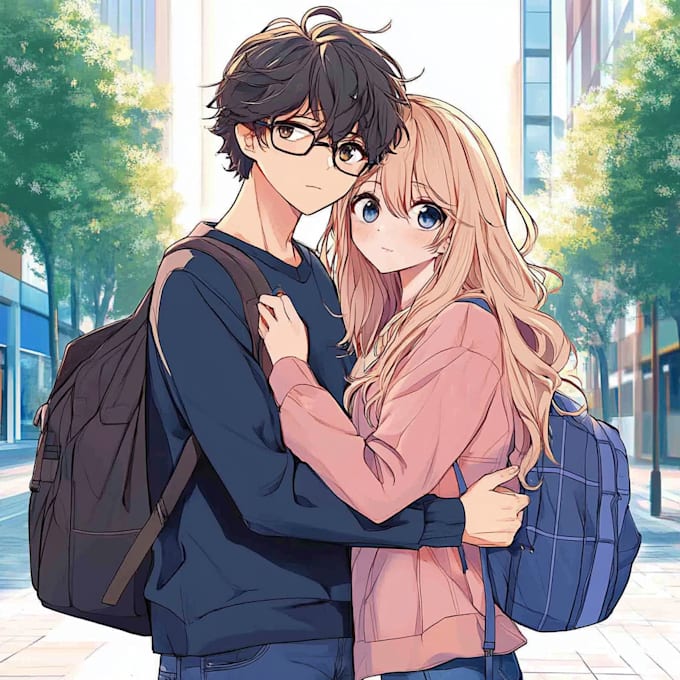 Draw couple character from photo in anime style by Custeetseo | Fiverr