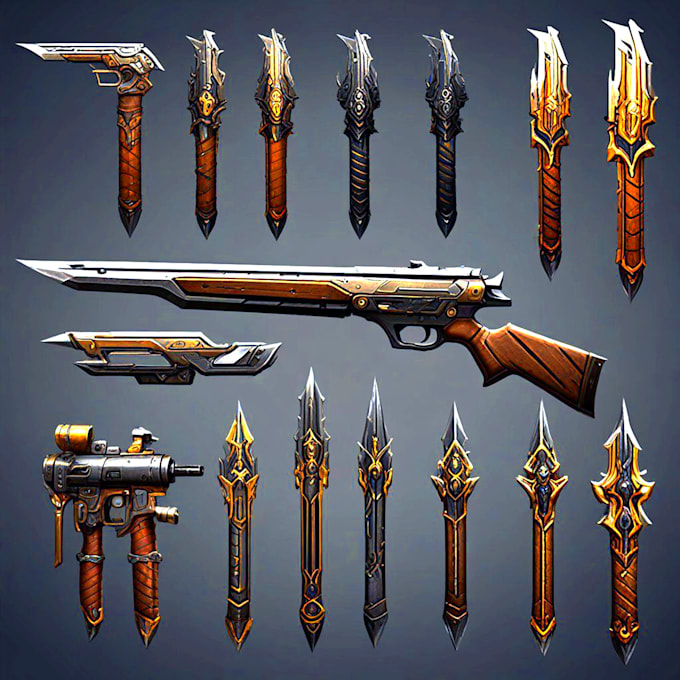 Create weapon design and concept art for your games by Ostadger | Fiverr