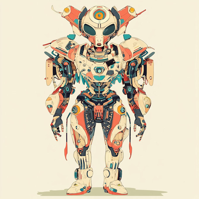 Custom futuristic mecha robot character illustration art by Cuvretanio ...