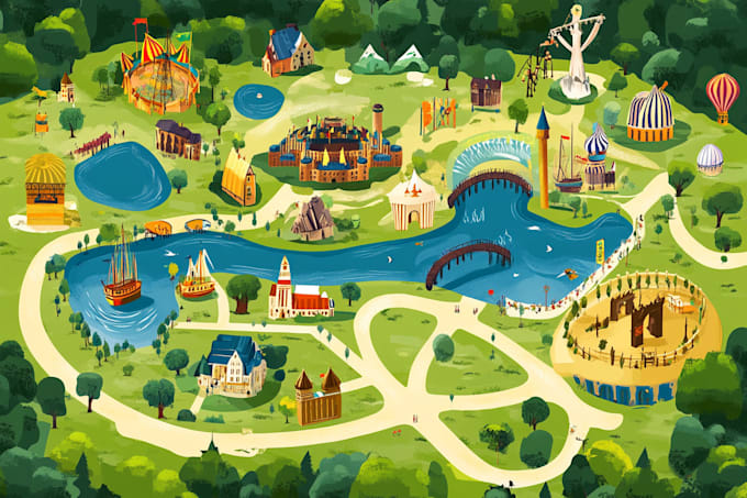 Draw beautiful map in vector illustration by Dasharmer | Fiverr