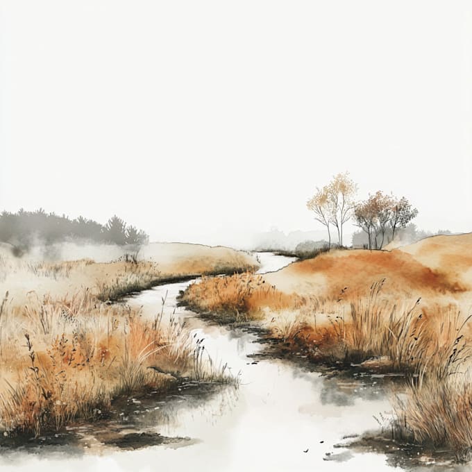 Paint original watercolor landscape painting by Engrelat | Fiverr