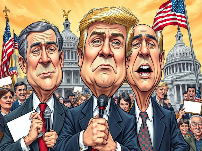 Draw political caricature and cartoon by Shahavez | Fiverr