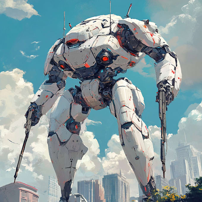 Draw renders of robot mecha characters sci fi art illustration by ...