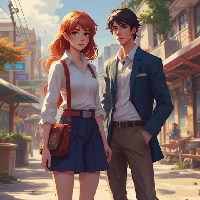 Unique couple character from photo in anime style by Adelineok | Fiverr