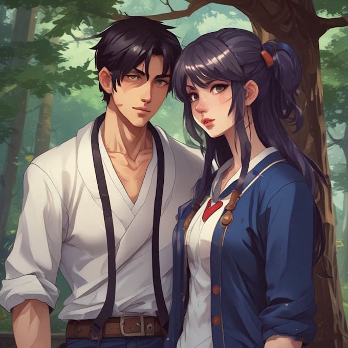 Make a anime couple character art anime style by Gillynngnfx | Fiverr