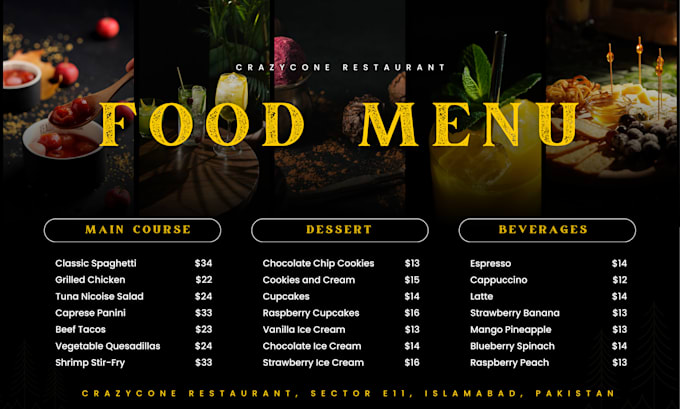 Do an amazing menu design, food menu, and restaurants menu by Mehran ...