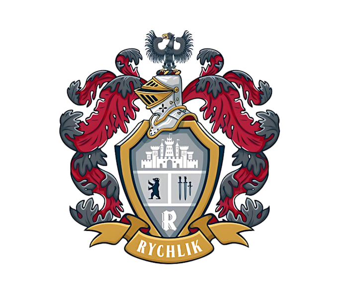 Create modern family crest regal heraldic coat of arms logo design by ...