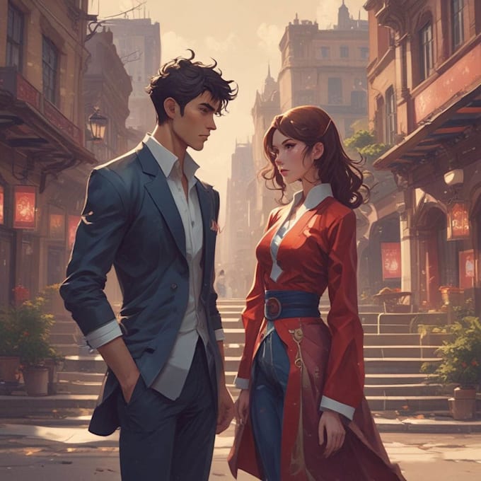 Draw couple illustration anime character art by Hershelrong | Fiverr