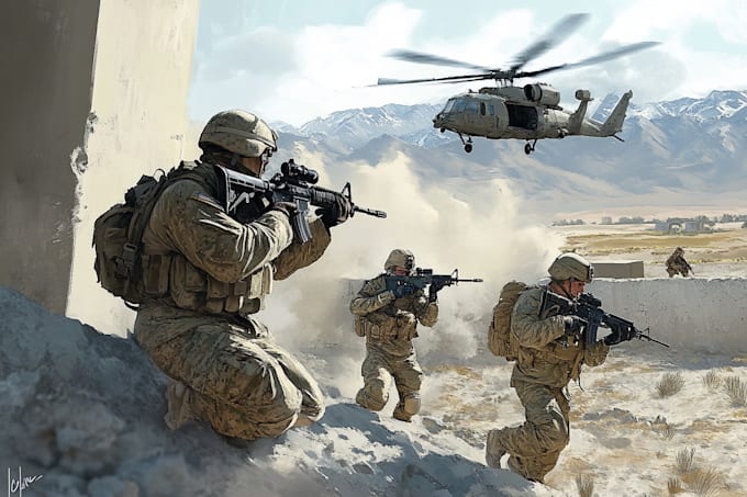 Draw military themed illustrations by Dazzliapman | Fiverr