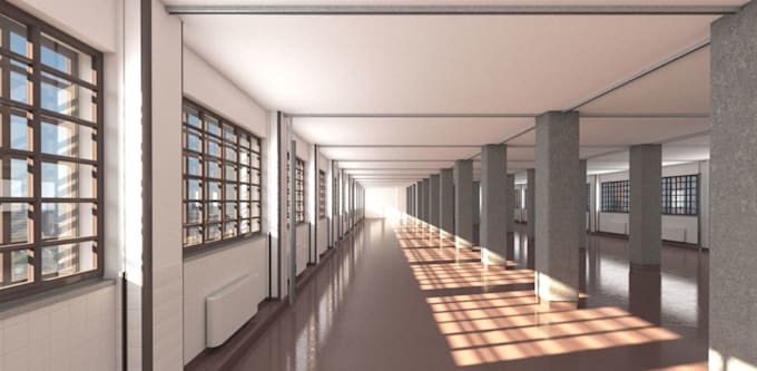 Render 3d cgi warehouse design, office, workshop, layout design factory ...