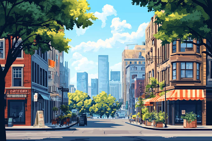 Draw a flat vector landscape illustration by Dianunaar | Fiverr