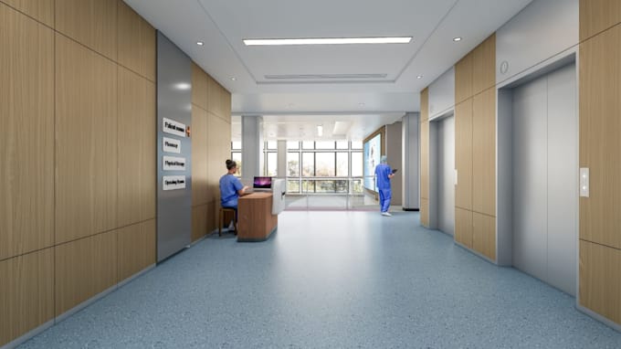Renovate hospital reception, medical store, pharmacy interior ...