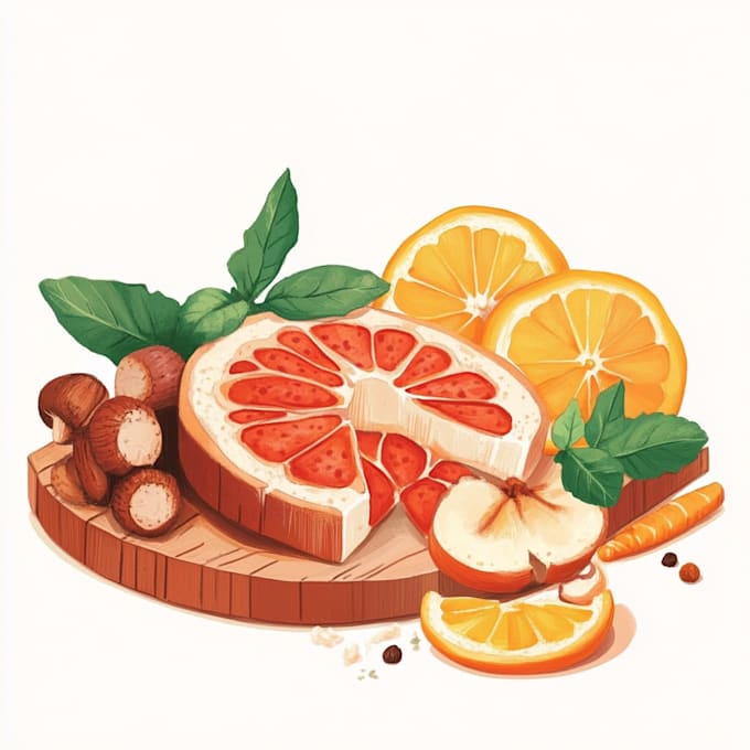 Create food illustration in my style by Lurdartuno | Fiverr