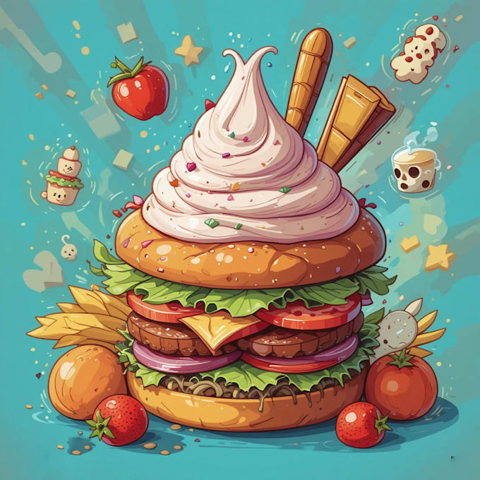 Design food pop art of your food pop art by Vonda_russo | Fiverr