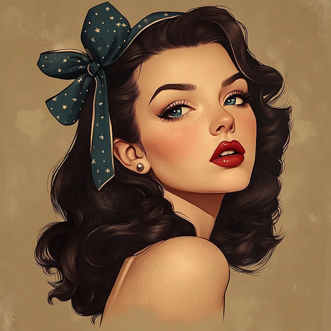 Make a vintage pin up girl and pin up girl illustration by Dwayoyle ...