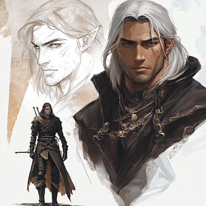 Make fantasy dnd art oc fanart, illustration character sheet by ...