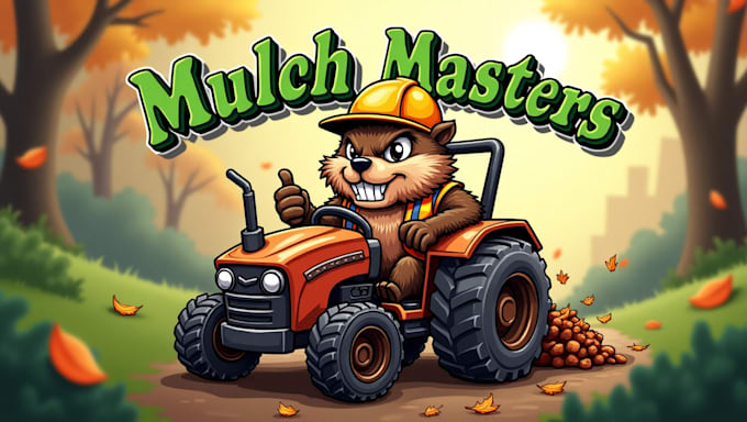Do angry beaver driving mulching tractor mascot logo design by Seline ...