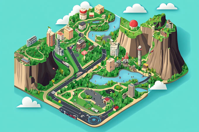 Do isometric maps and illustrations by Trenashham | Fiverr