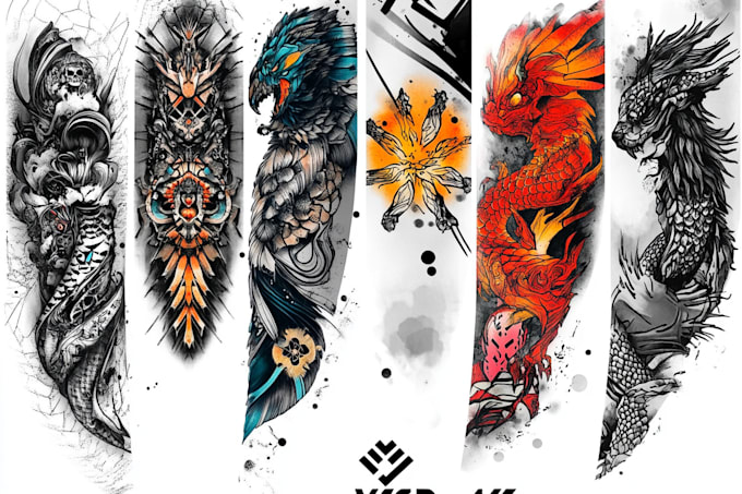Draw custom tattoo design realistic, full sleeve tattoo artist by ...