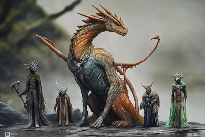 Draw fantasy art, dnd, monster, creature, game art by Adriailliers | Fiverr