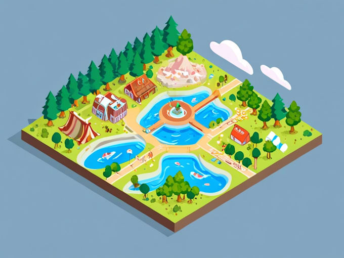 Design isometric map illustration vector by Luaoldberg | Fiverr