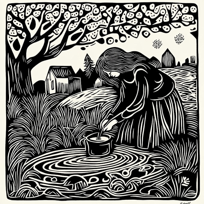 Draw a line illustration, a linocut or an engraving by Jonnieeyn | Fiverr