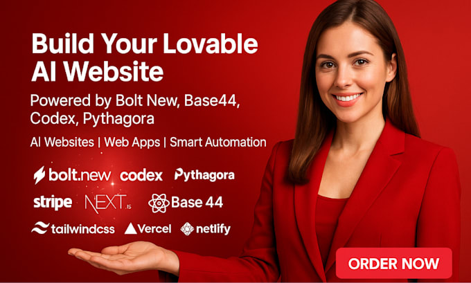 Build lovable ai website web application bolt new base44 codex pythagora fix by Bettyquins | Fiverr