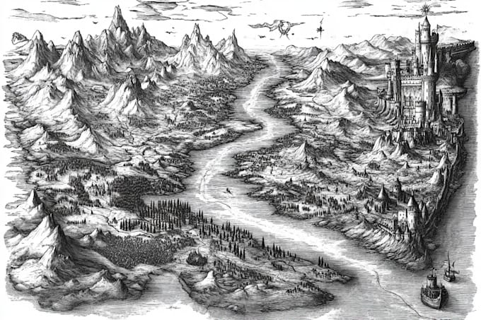 Craft a hand drawn map of your fantasy world by Meganhunt4 | Fiverr