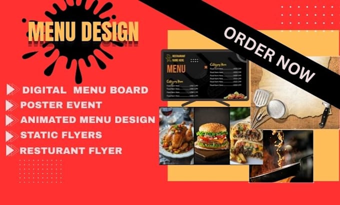 Design flyer menu, animated menu, digital menu board, tv screen menu ...