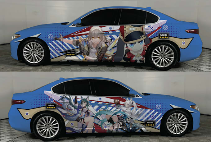 Create itasha car wrap design, itasha car wrap, car wrap design, racing ...