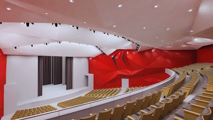 Do 3d exhibition hall design, auditorium, event hall, auditorium layout ...