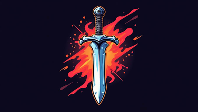 Make a high quality warrior sword mascot logo design with express ...