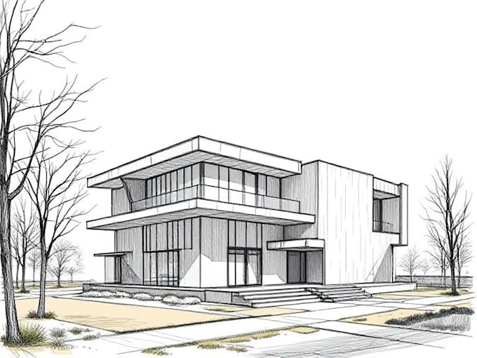 Draw quick architectural sketches and perspectives by Matthyfrika | Fiverr