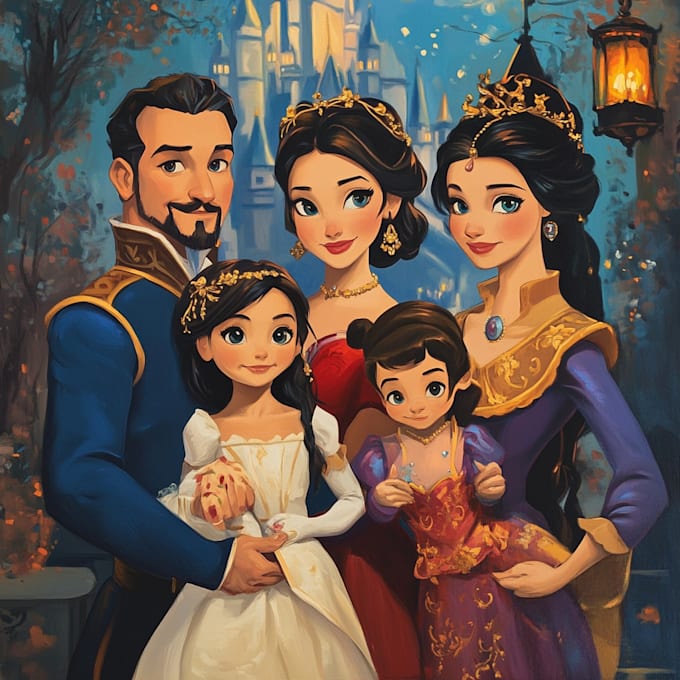 Design a professional disney family portrait by Thesis__jh3 | Fiverr