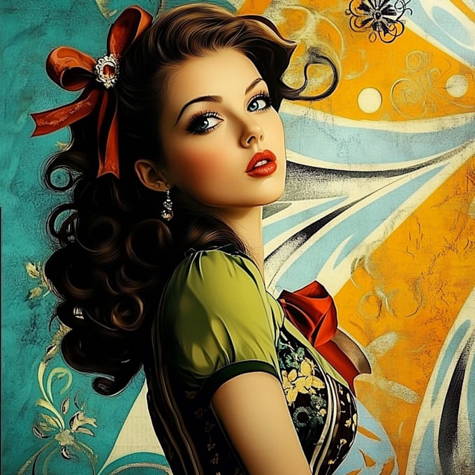 Draw a pin up girl and pin up girl illustration by Torutoga | Fiverr