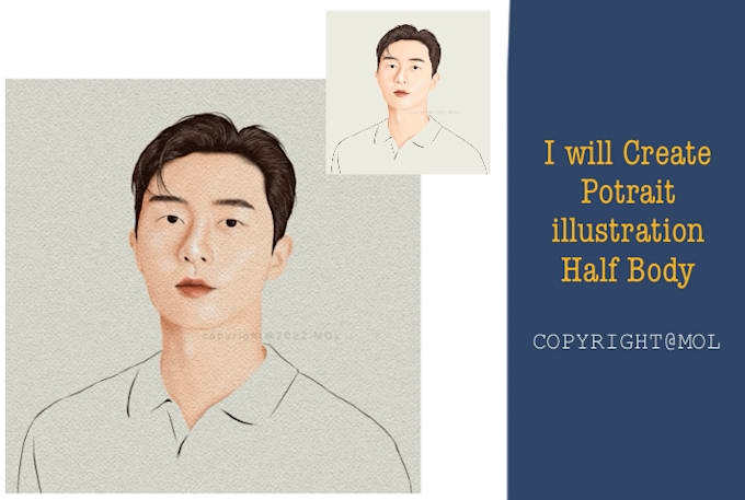 Create potrait realistic illustration half body by Mola_mol | Fiverr