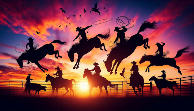 Do awesome rodeo action silhouettes mascot logo design by Milan_carters ...