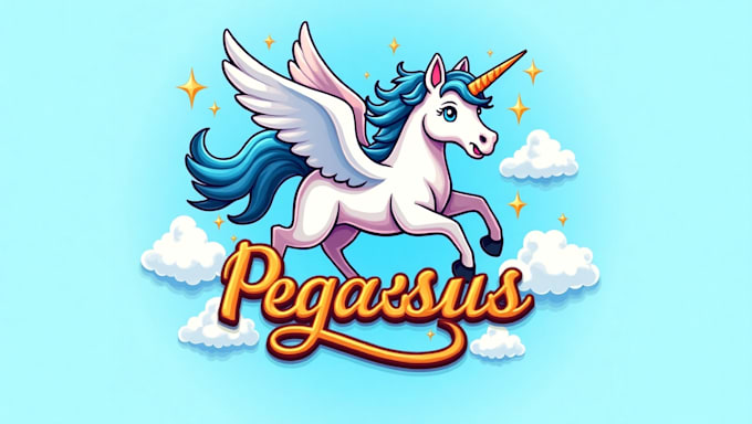 Do awesome pegasus flying horse majestic cartoon mascot logo by Hasan_tony | Fiverr