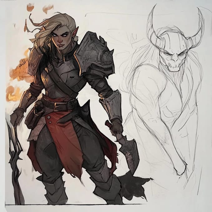 Draw your dnd character art by Blucadillo | Fiverr