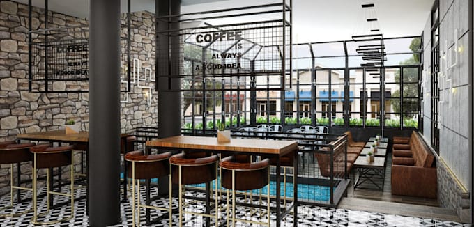 Render3d interior design,retail stores,cafe,restaurants,coffee shop ...
