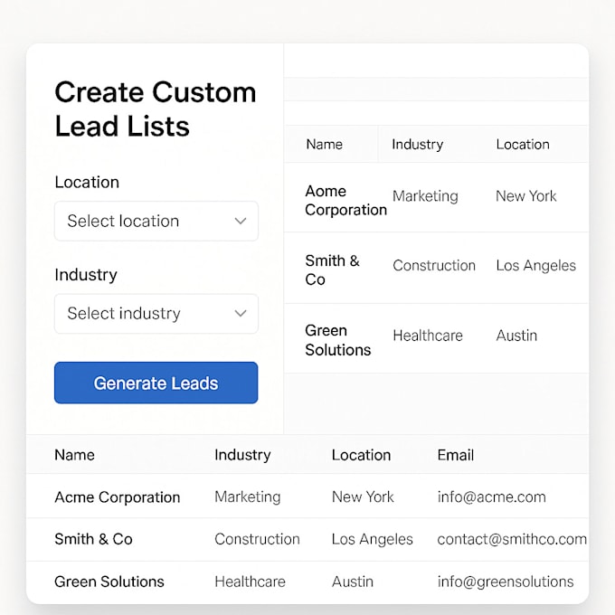 Custom lead lists by location and industry by Marcogafarelli | Fiverr